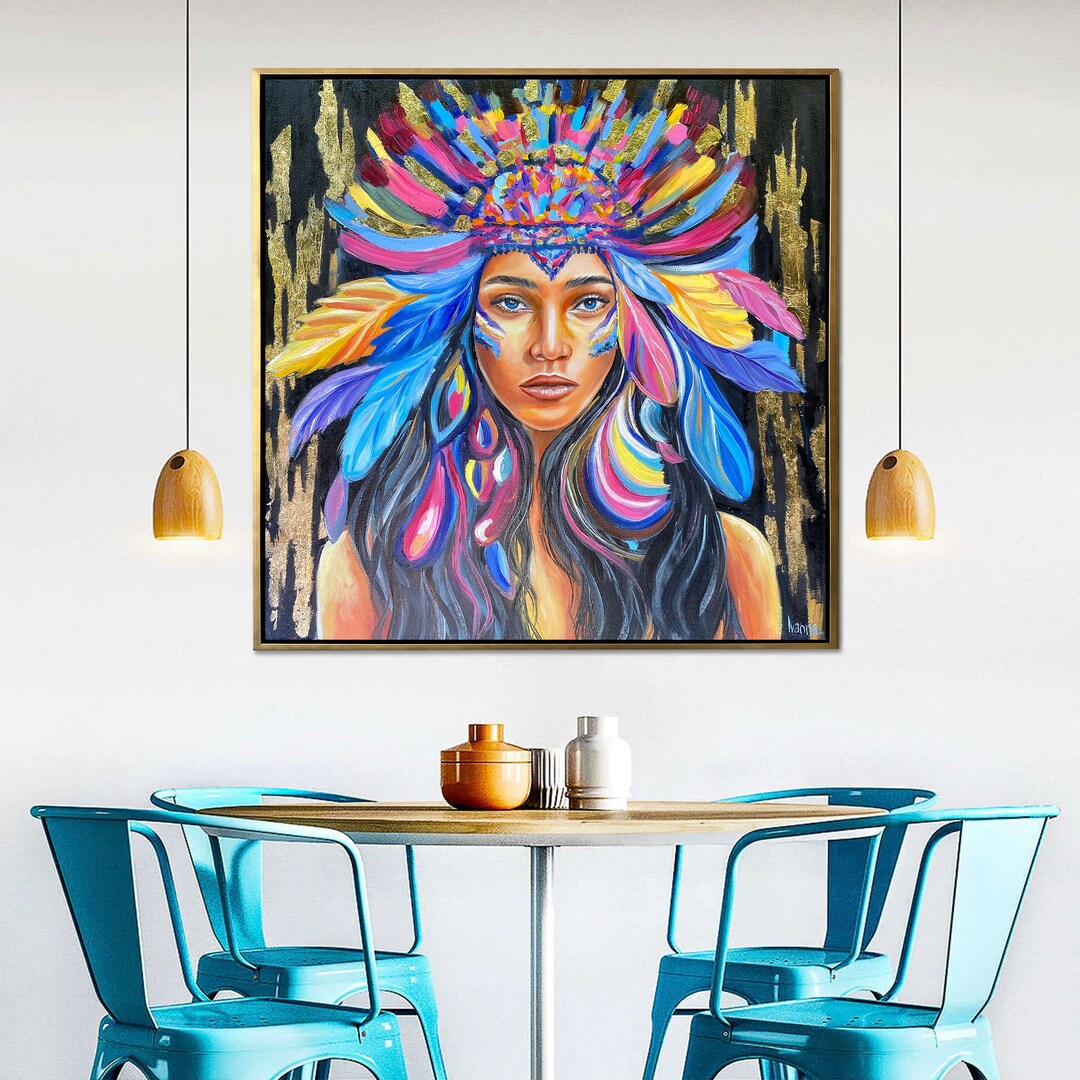 Native American Woman Painting on Canvas American Indian Girl - Etsy