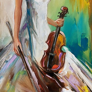 Pretty Woman Oil Painting Original Abstract Music Wall Art Luxury Gift ...