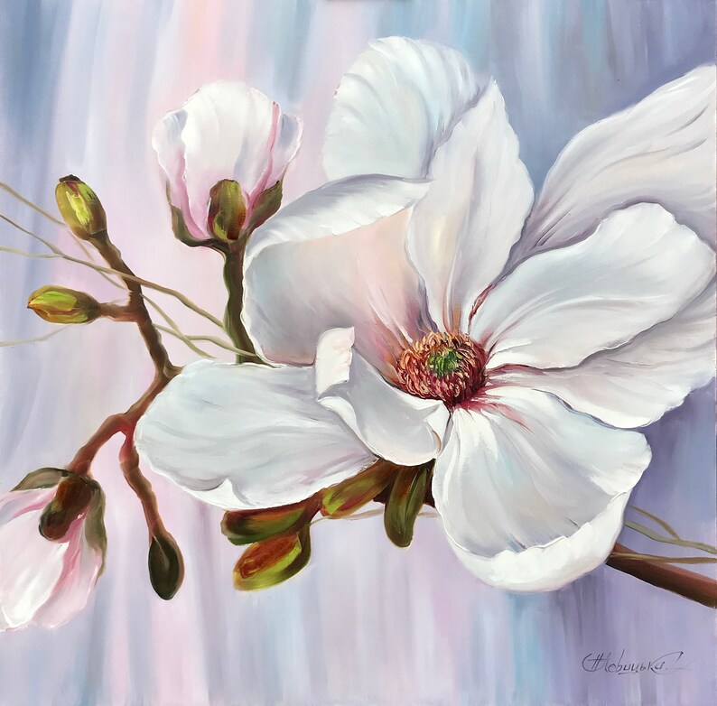 Magnolia Painting Original Blossom Floral Paintings on Canvas - Etsy