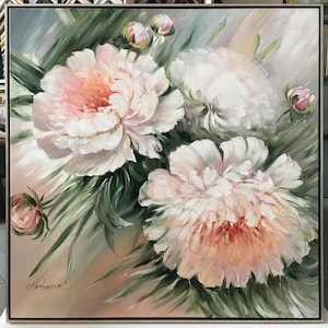 Abstract Peonies Painting Original Peony Wall Art Big Flower - Etsy