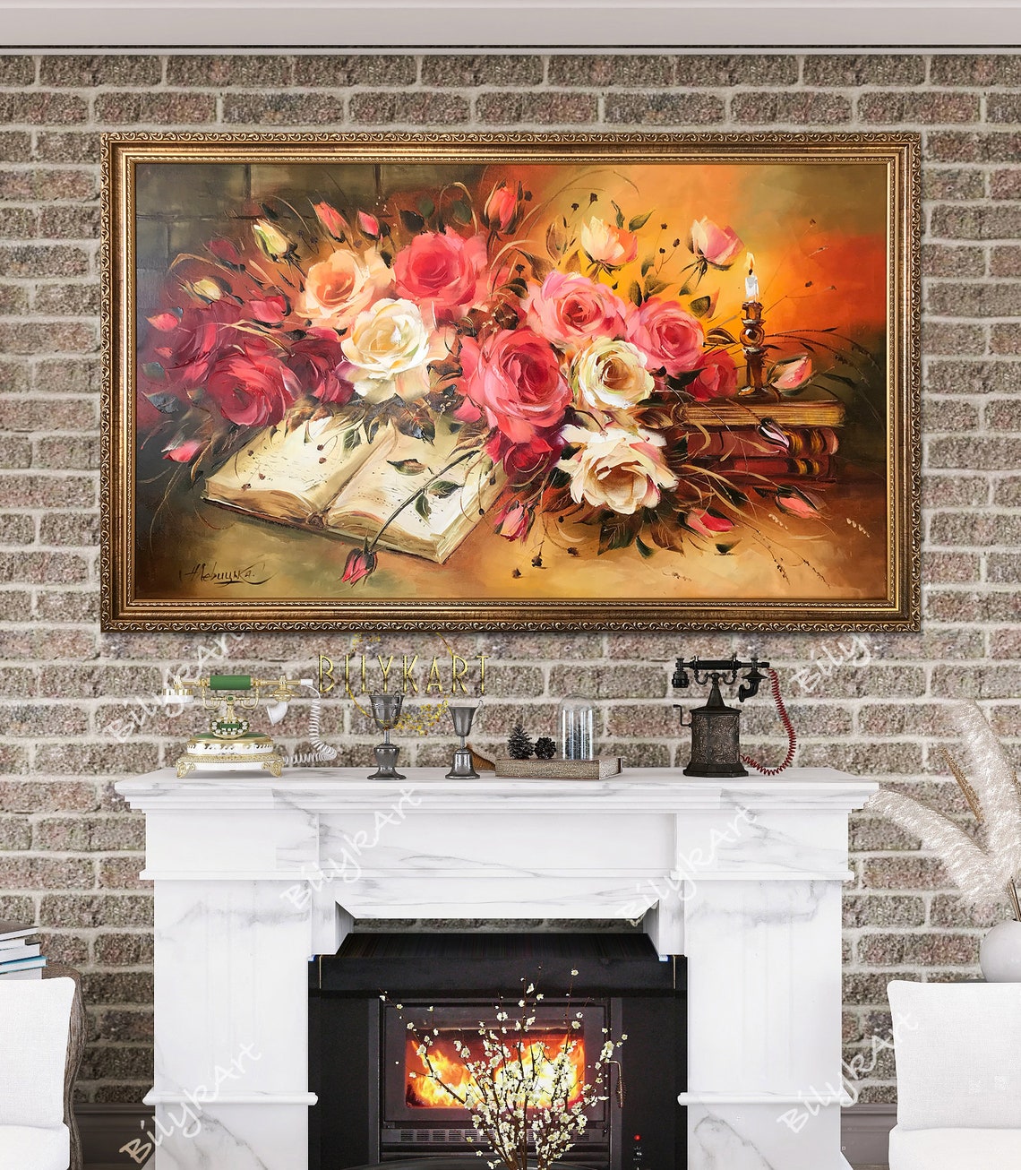 Vintage Roses Oil Painting Original Hand-painted Floral Art Classical ...