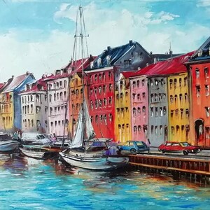Copenhagen Denmark Painting Sailboat Original Oil Painting - Etsy