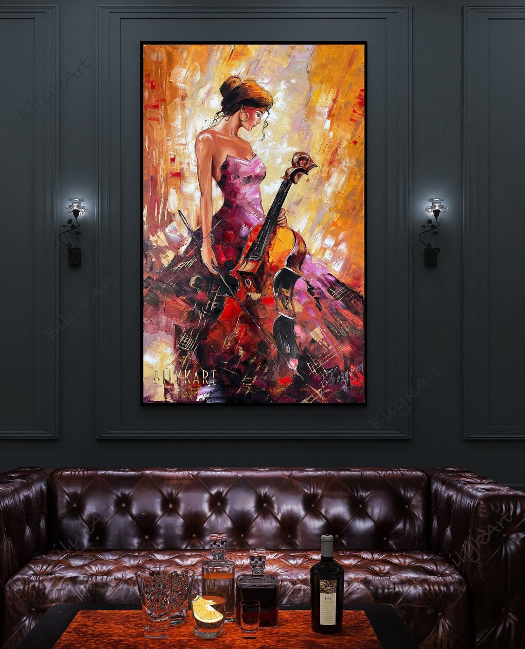 Large Abstract Cello Girl Painting on Canvas Original Cello - Etsy