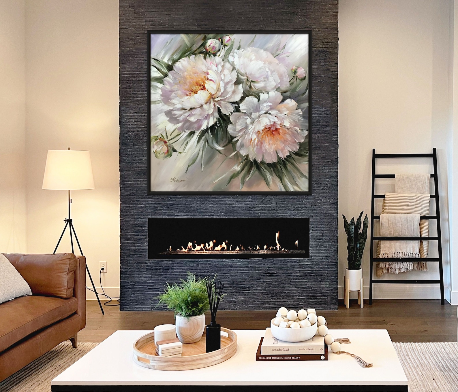 Abstract Peonies Painting Original Peony Wall Art Big Flower - Etsy