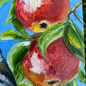 Love Birds Painting on Canvas Pair Bird Wall Art Two Chickadees on ...