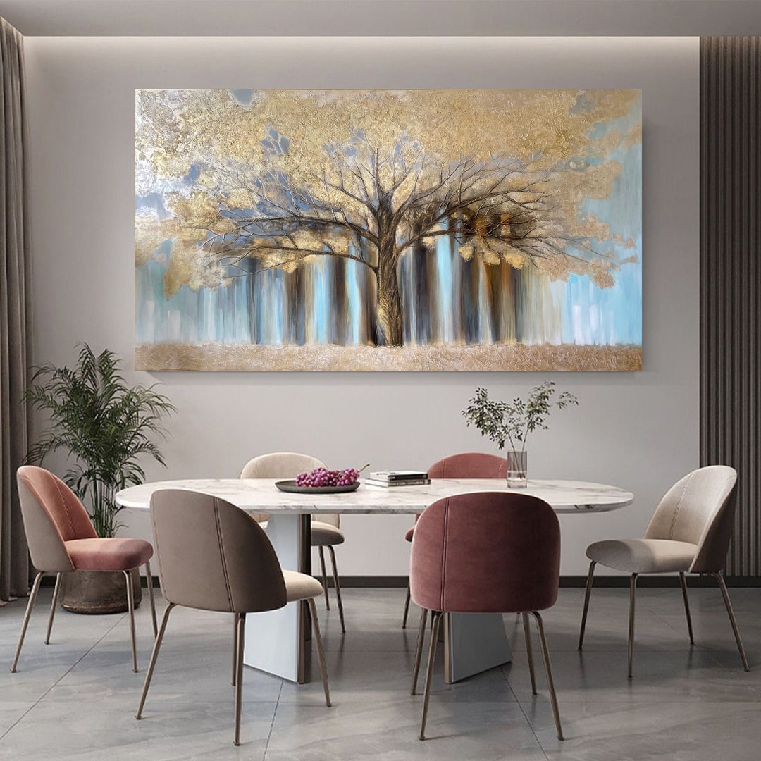 Golden Tree of Life Painting Original Tree Artwork Gold Tree Painting ...