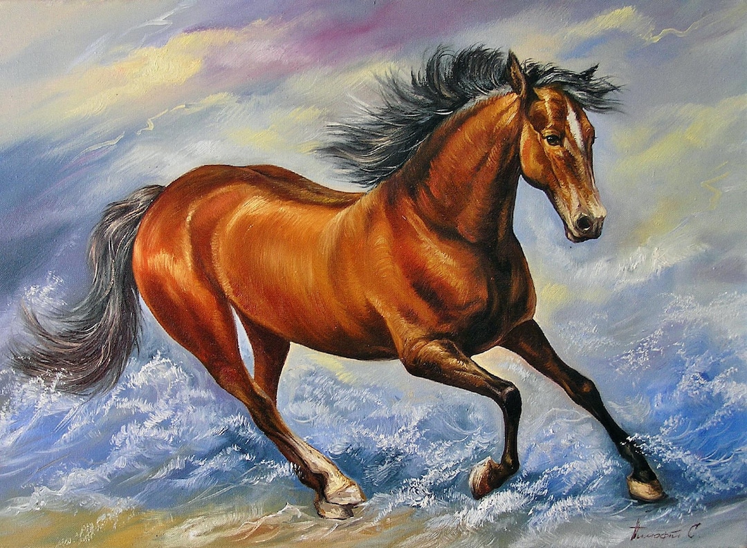 Running Horse Oil Painting Original Large Horse Wall Art Hand Made ...