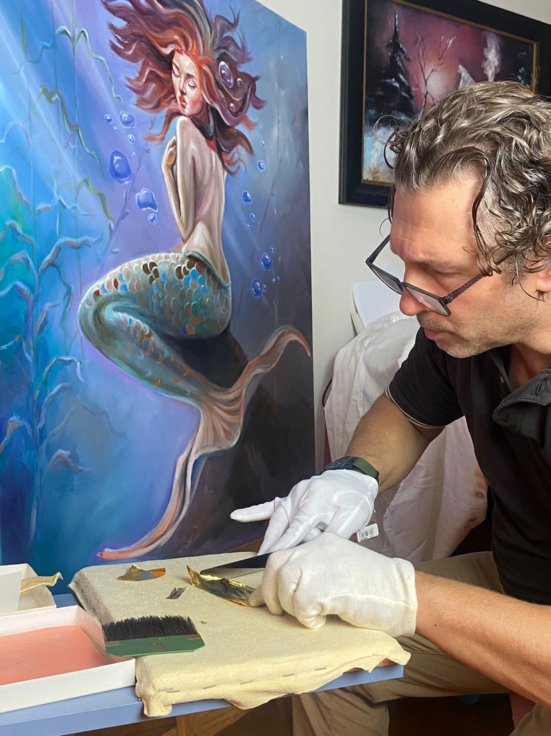 One of the Kind Mermaid Oil Painting Original Mermaid Wall Art - Etsy