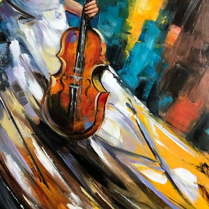 3 Matching Paintings Set of Three Abstract Woman Wall Art Music Oil ...