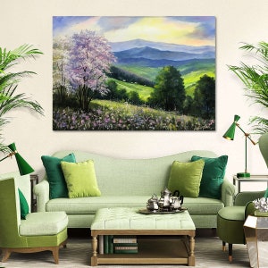 Blue Ridge Mountains Painting on Canvas Smoky Mountains Art Blue Ridge ...