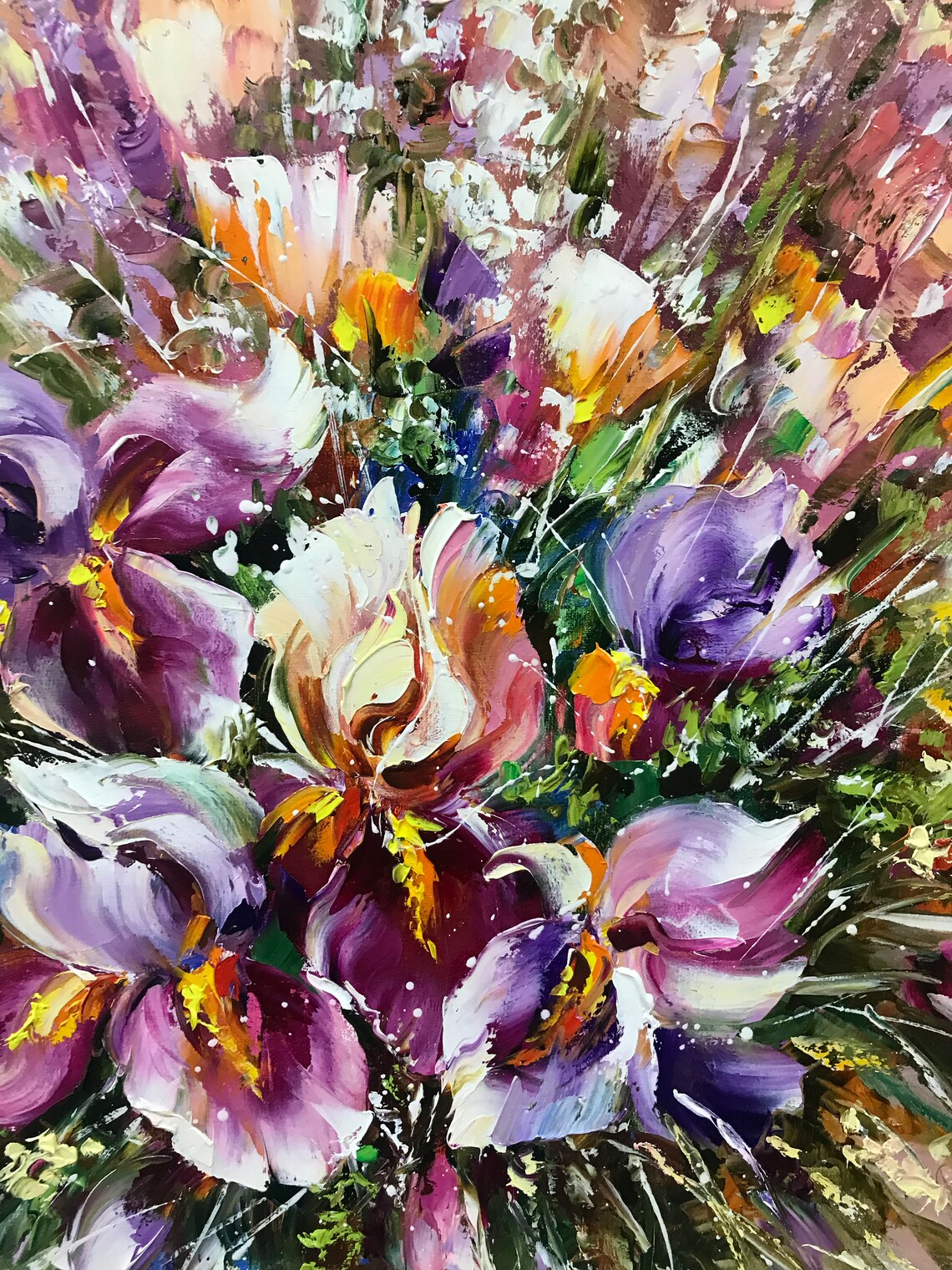 Large Abstract Flower Oil Painting Original Textured Flower - Etsy