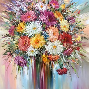 Large Abstract Flower Oil Painting Original Modern Floral Wall - Etsy