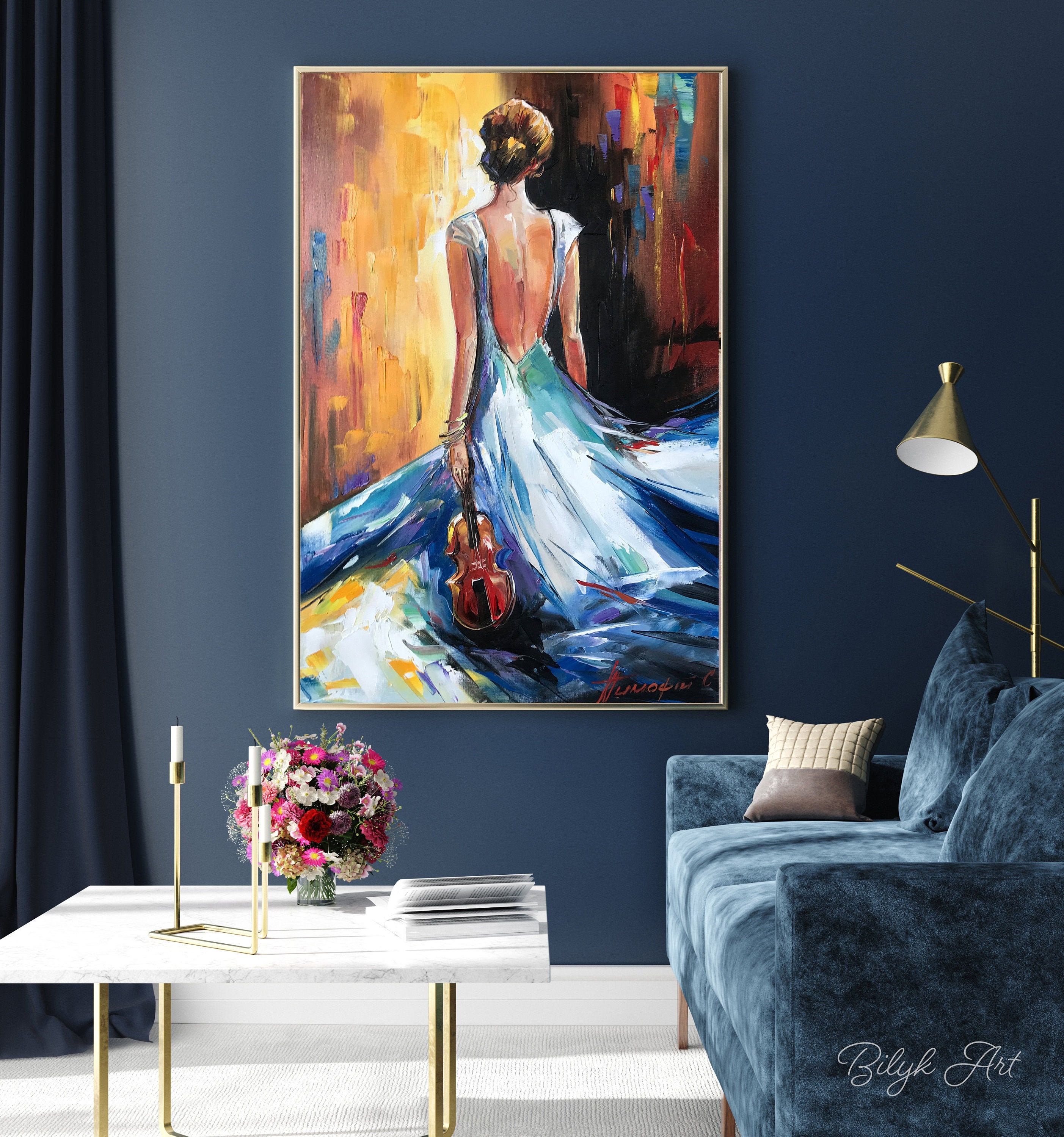 Elegant Woman Back Painting Silhouette Art With Background | Etsy