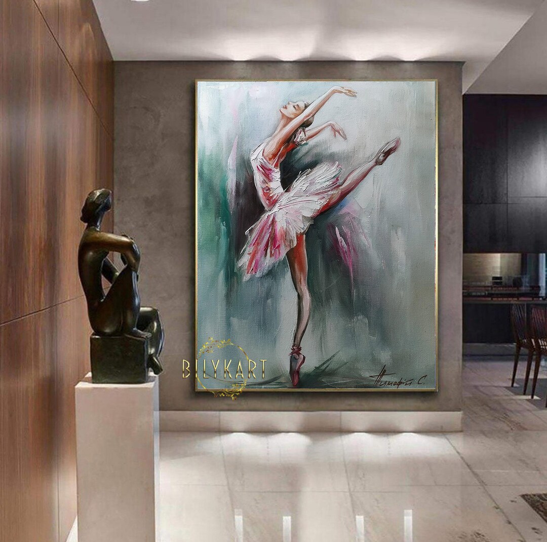 Abstract Ballerina Oil Painting Original Ballerina Room Decor Pink ...