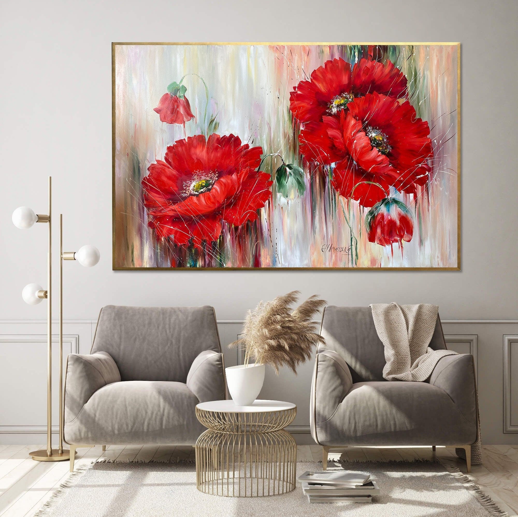 Red Poppies Painting Handpainted Flowers Wall Art Decor - Etsy Canada