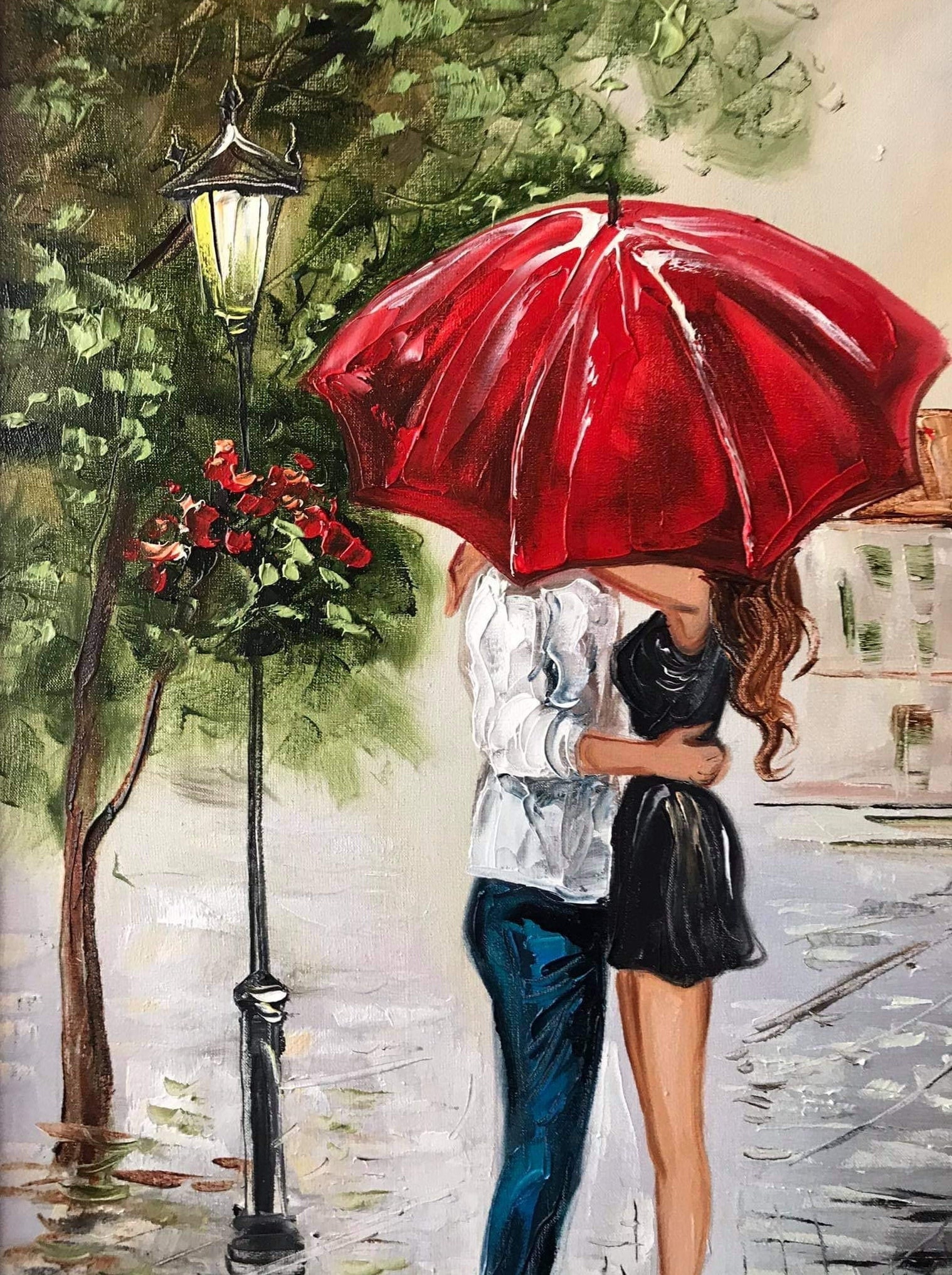 Romantic Couple Painting Canvas Love Date Night Art for Home Couple ...