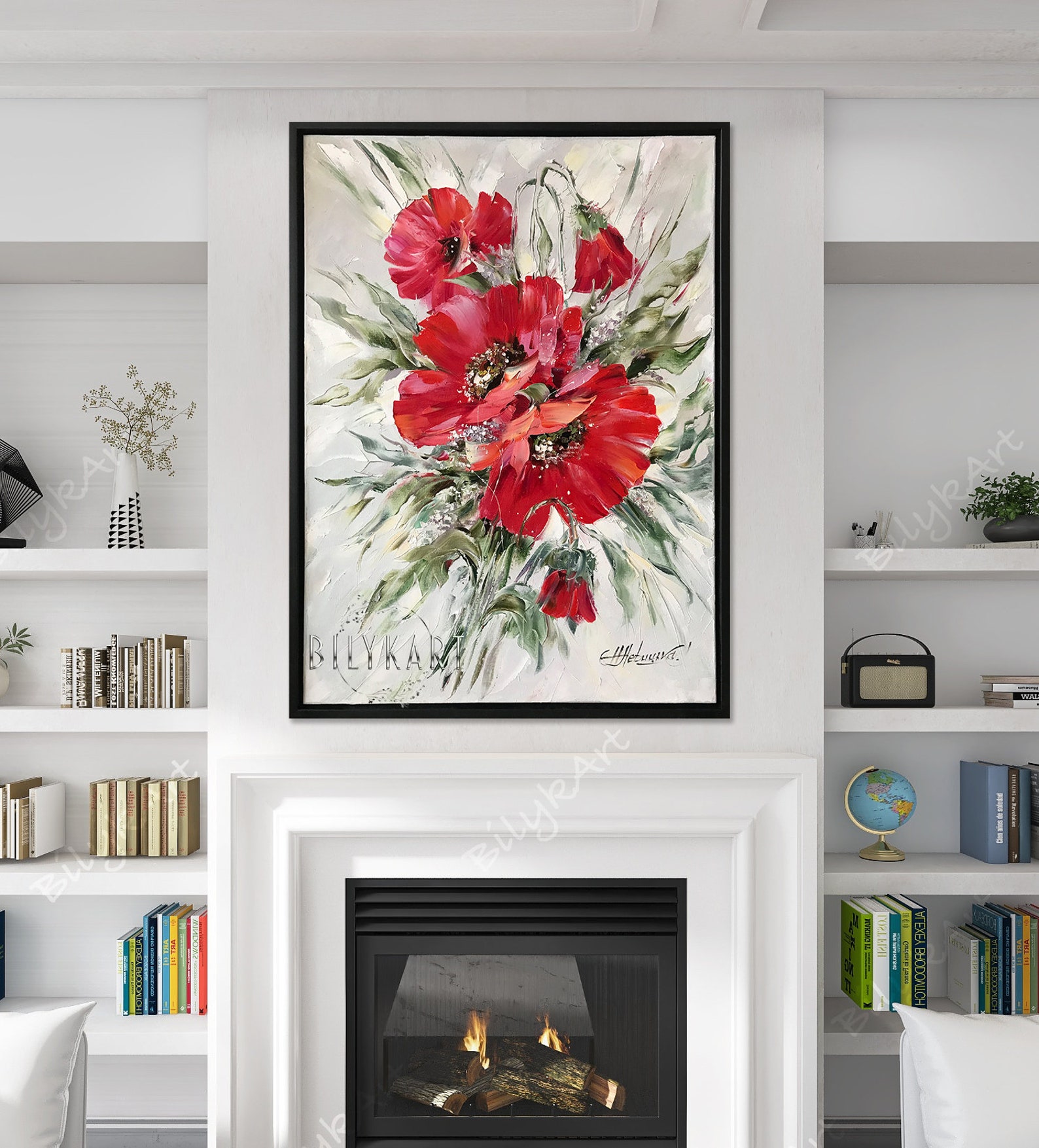 Red Poppy Painting Original Canvas Flower Artwork Floral Art - Etsy