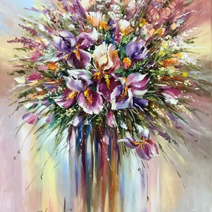 Large Abstract Flower Oil Painting Original Textured Flower - Etsy