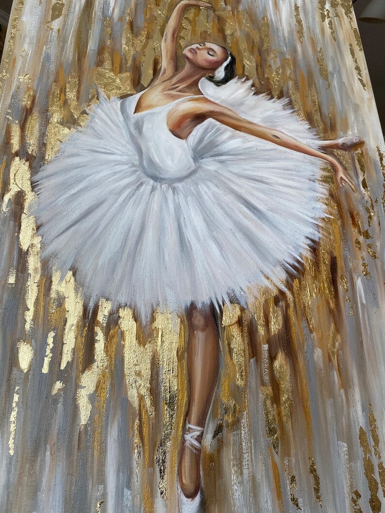 Abstract Ballerina Oil Painting Original Gold Ballerina Wall - Etsy