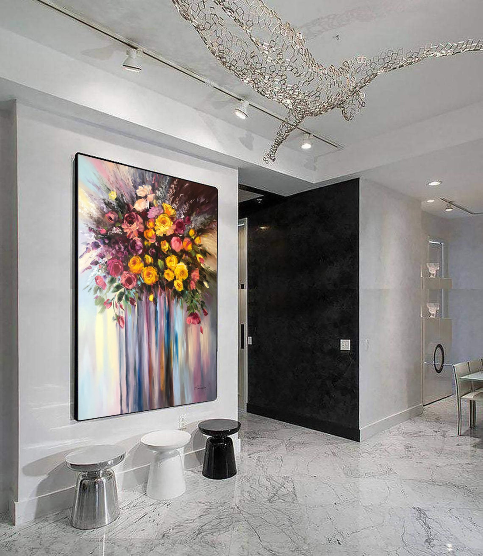 Large Luxury Painting Floral Wall Decor Luxury Art Abstract - Etsy