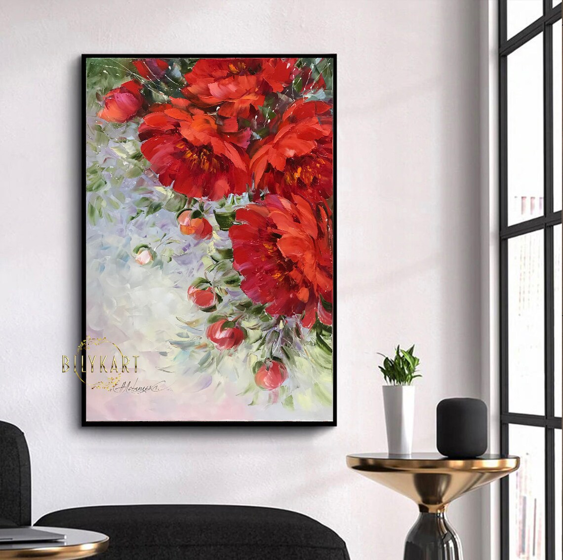 Abstract Peony Painting on Canvas Peonies Painting 30x40 Floral Wall ...