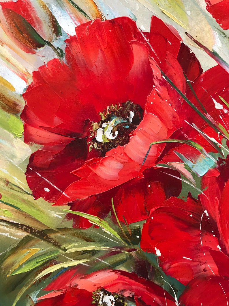 Ukrainian Poppy Oil Painting Original Art Work Ukraine Artist Ukrainian ...