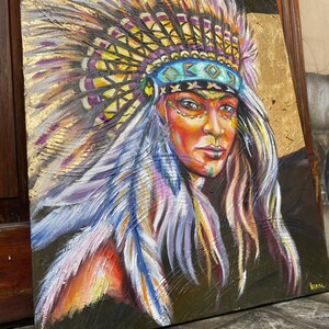 Indigenous Woman Oil Painting Original Native American Art Indigenous ...