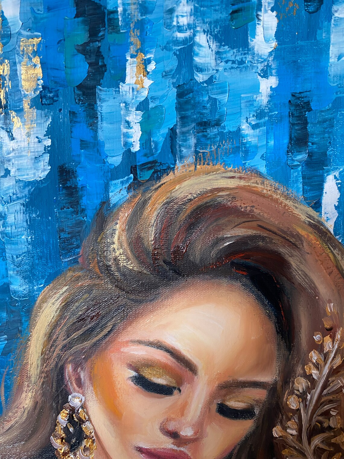 Abstract Woman Oil Painting Blue Ballerina Wall Art Girl in - Etsy