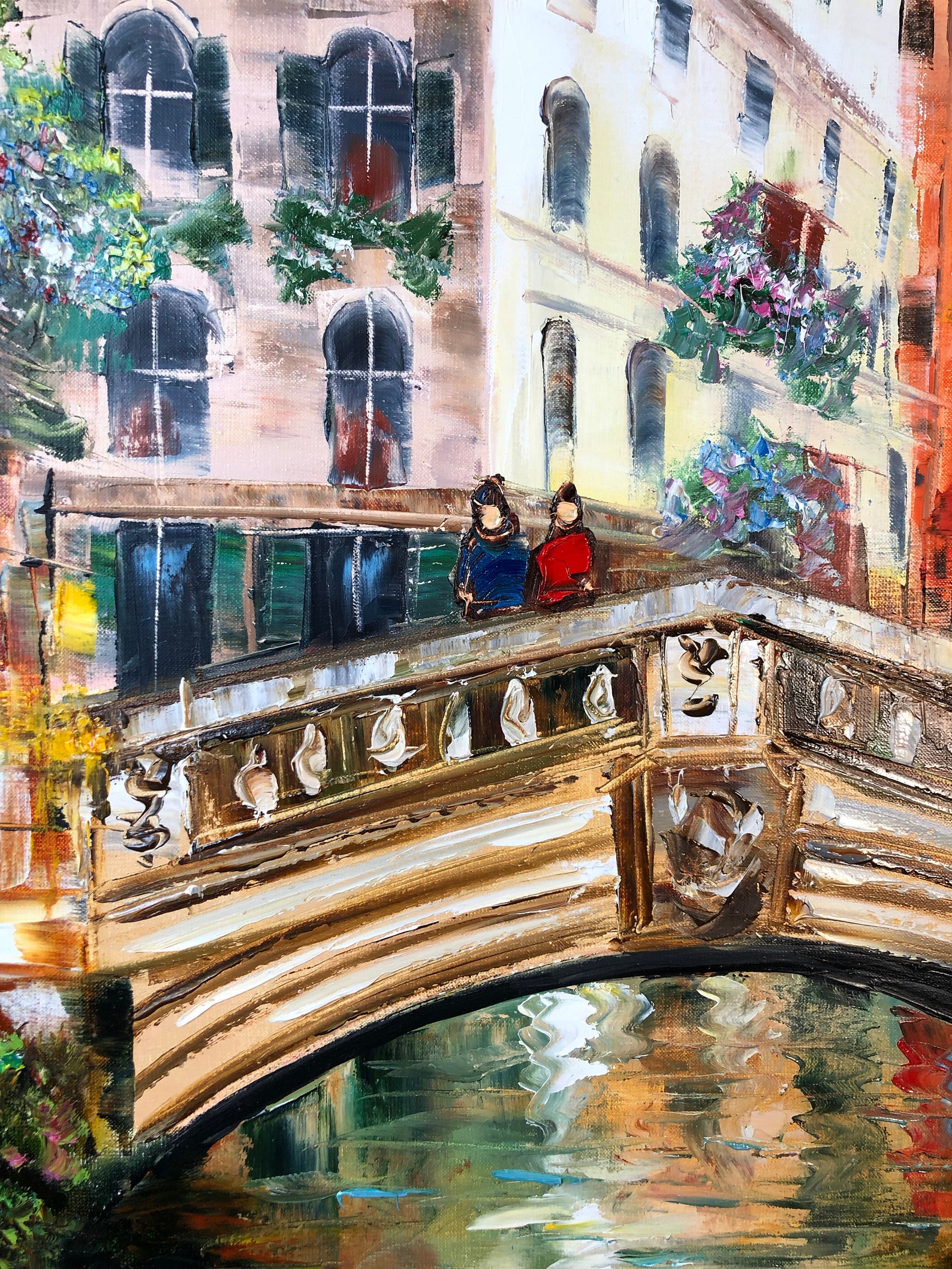 Italian Painting Original City Wall Art Gondola Artwork Travel | Etsy