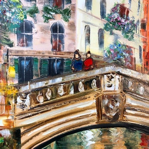 Italian painting original City wall art Gondola artwork Travel | Etsy