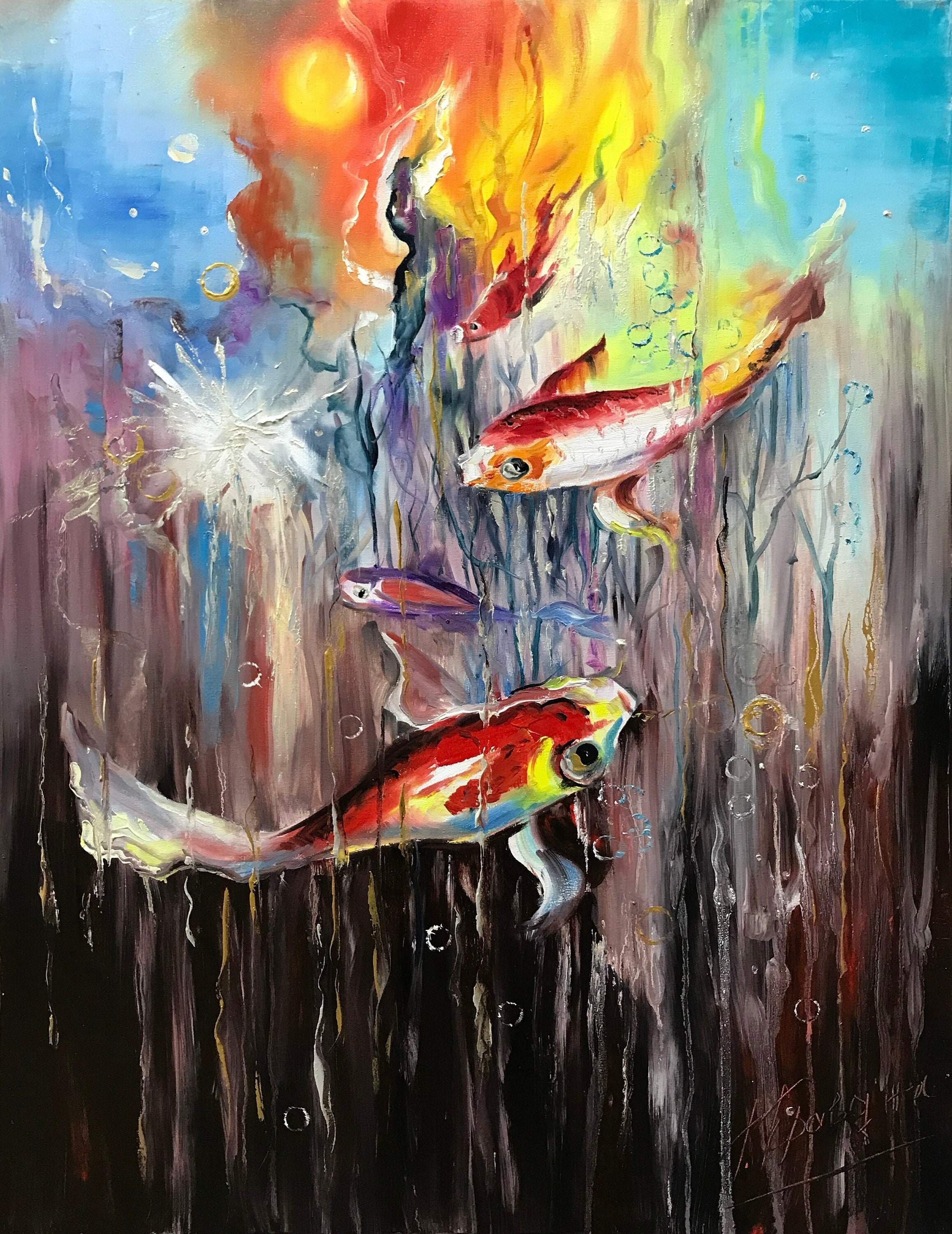 Koi Fish Painting Abstract