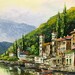 Lake Como Oil Painting Original Italy Landscape Painting Canvas Italian ...