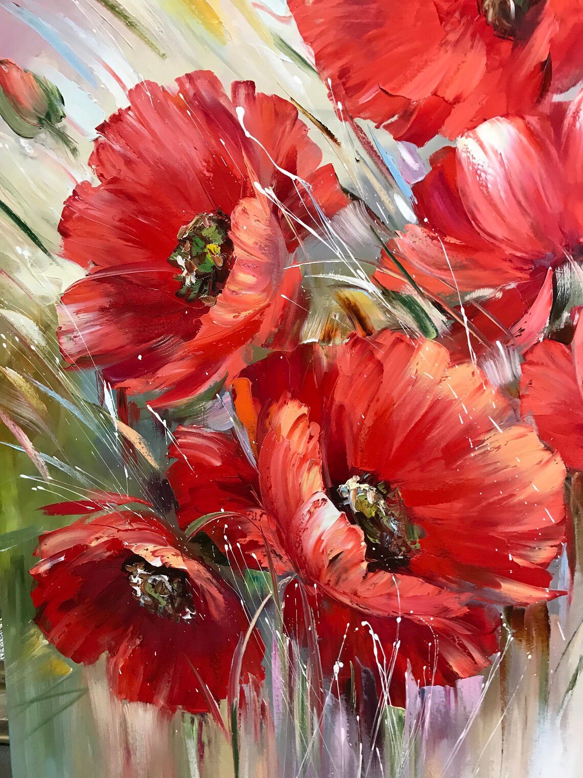 Abstract Poppy Painting on Canvas Aesthetic Painting 30x30 | Etsy