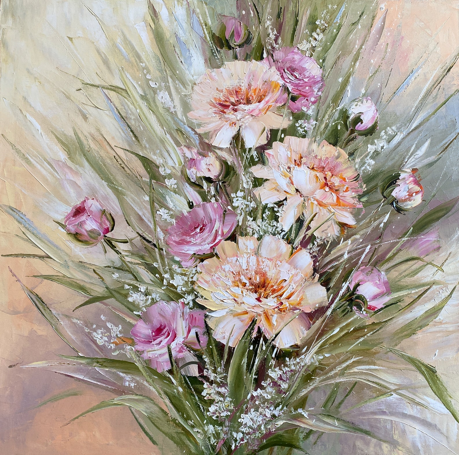 Set of 2 Painting Floral Wall Decor for Salon Flowers - Etsy