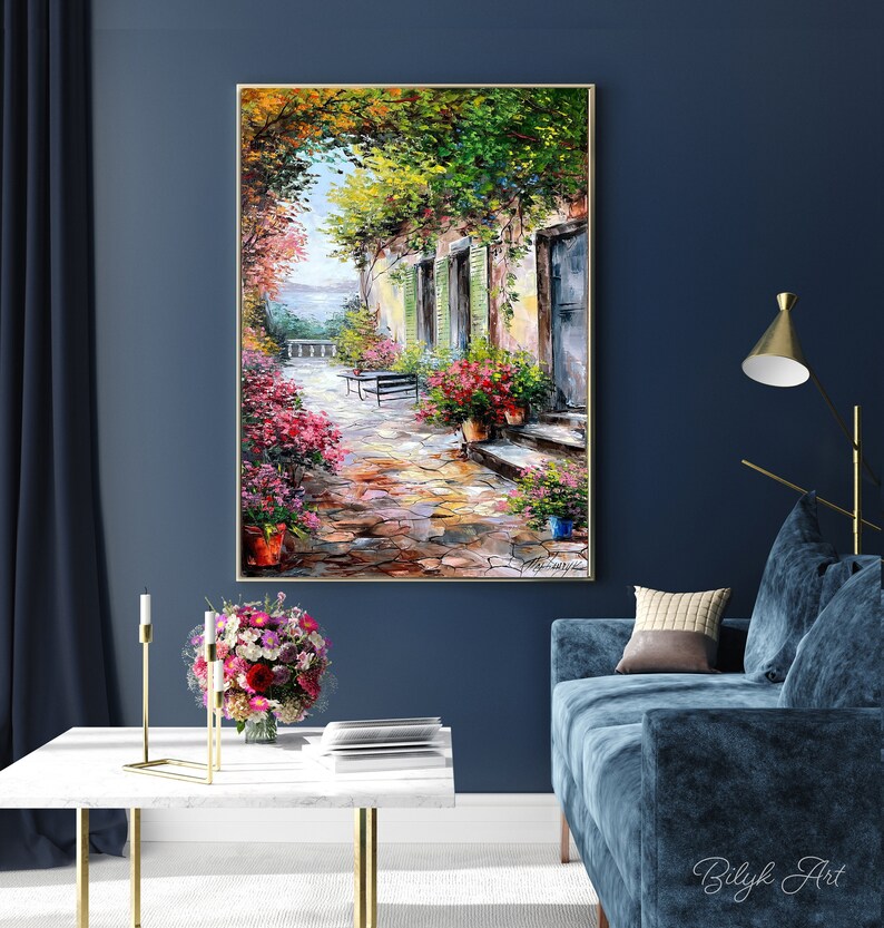 Italian Painting Original Tuscany Wall Art Colorful Artwork Village Oil ...