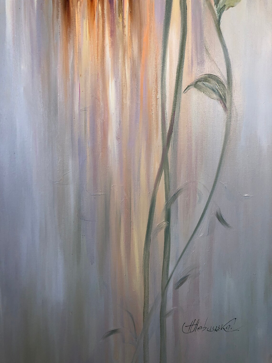 Long Narrow Wall Art Large Roses Flowers Oil Painting Tall | Etsy