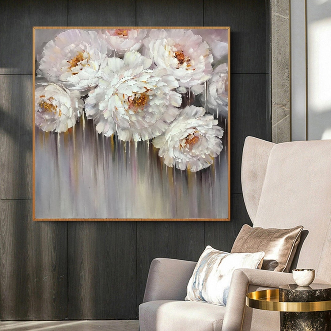 Abstract Peonies Painting Original Peony Oil Painting Canvas Flowers ...