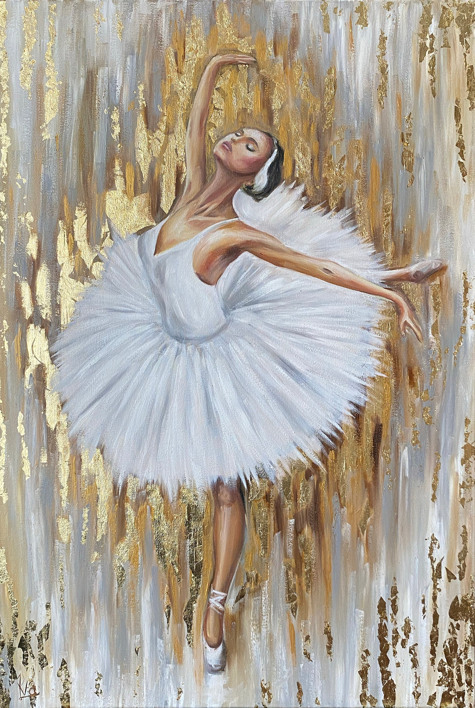 Abstract Ballerina Oil Painting Original Gold Ballerina Wall - Etsy