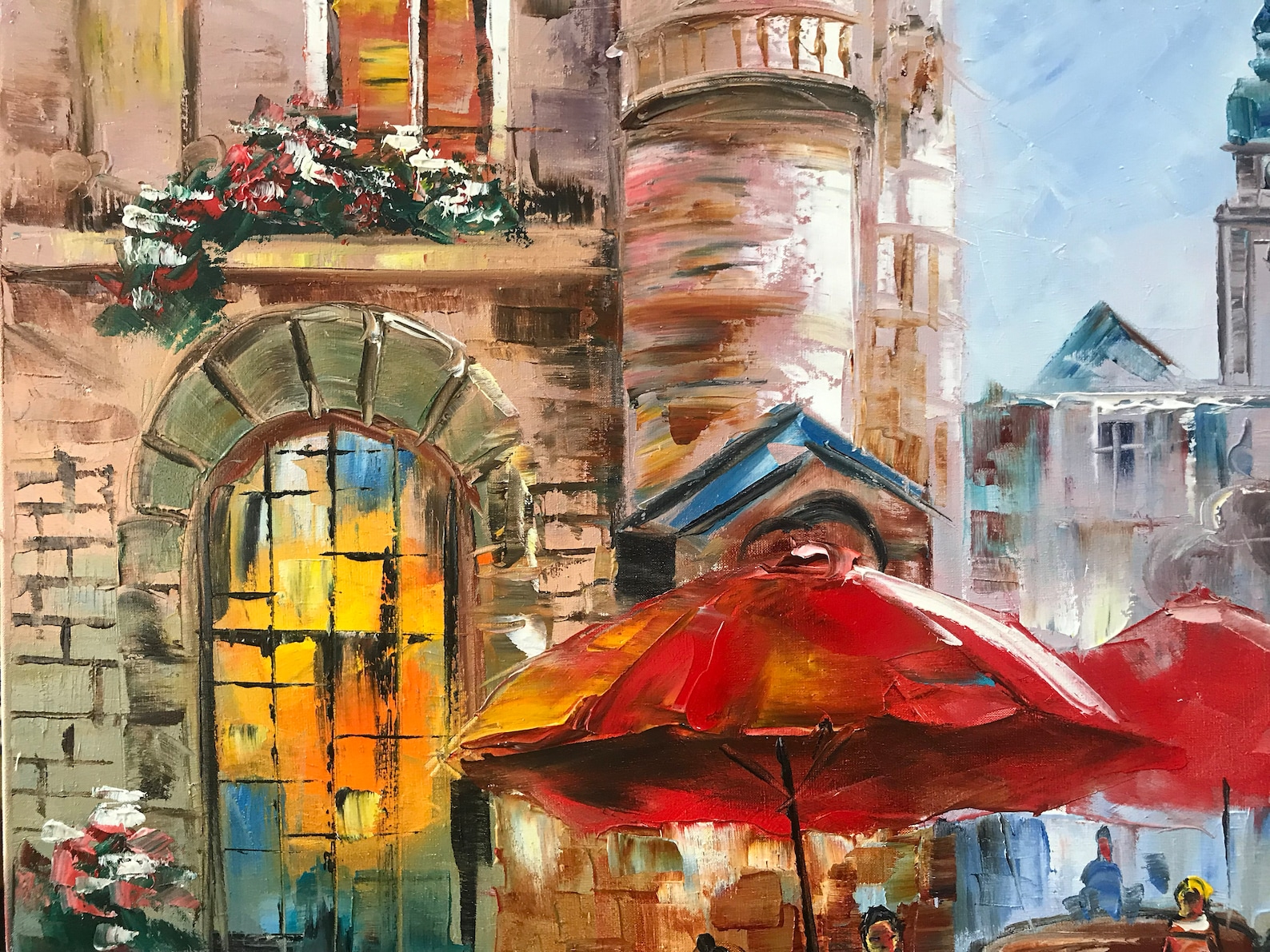 Paris Cafe Oil Painting Original French Cafe Painting on Canvas Bistro ...