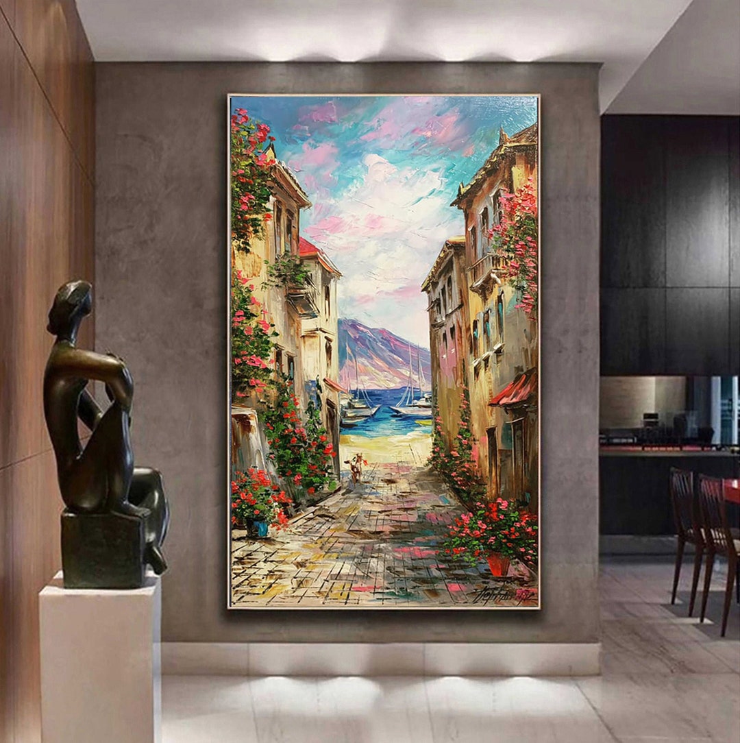 Large Italy Oil Painting Original Cinque Terre Italy Painting on Canvas ...