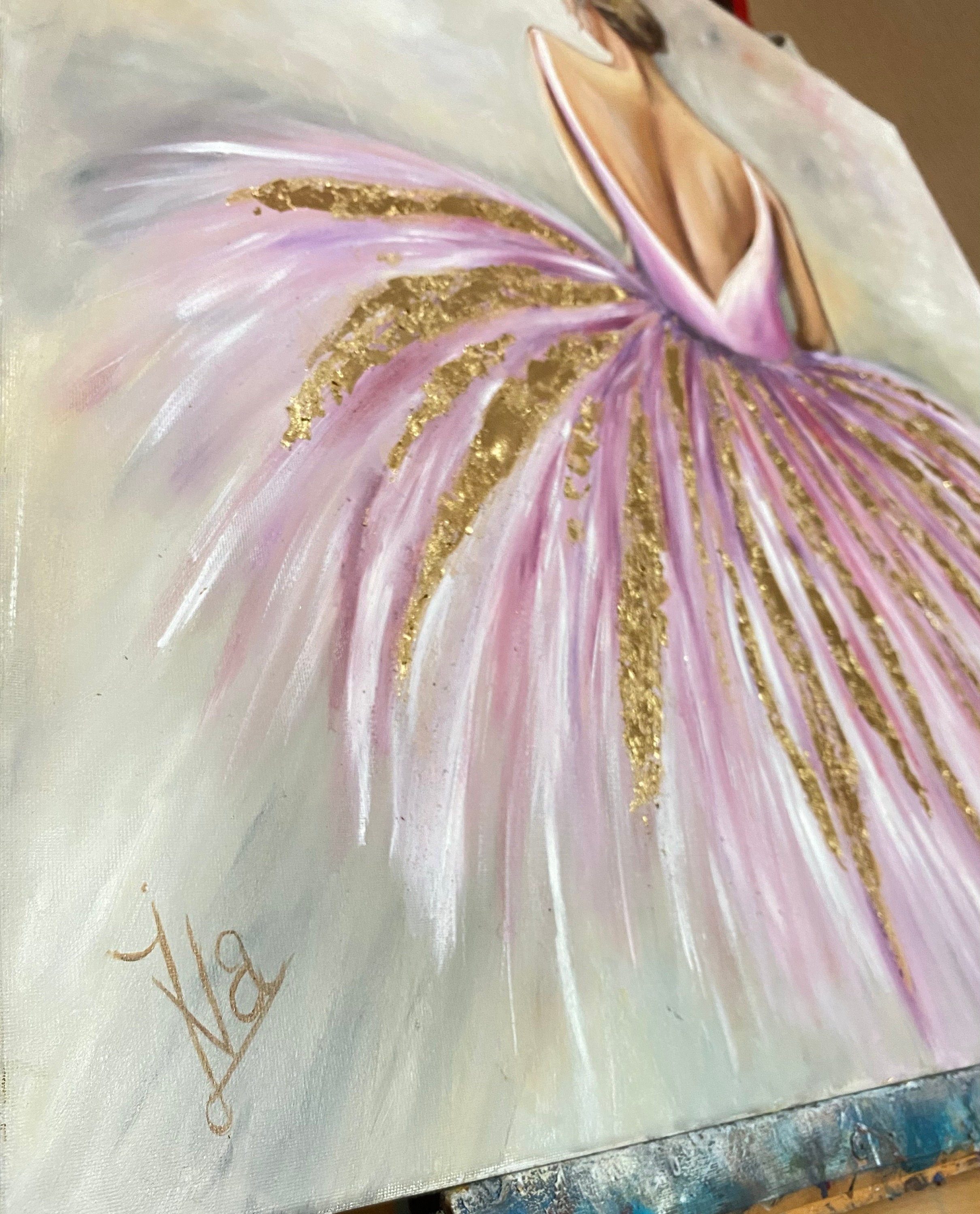 Abstract Ballerina Oil Painting Original Pink Ballerina Wall - Etsy