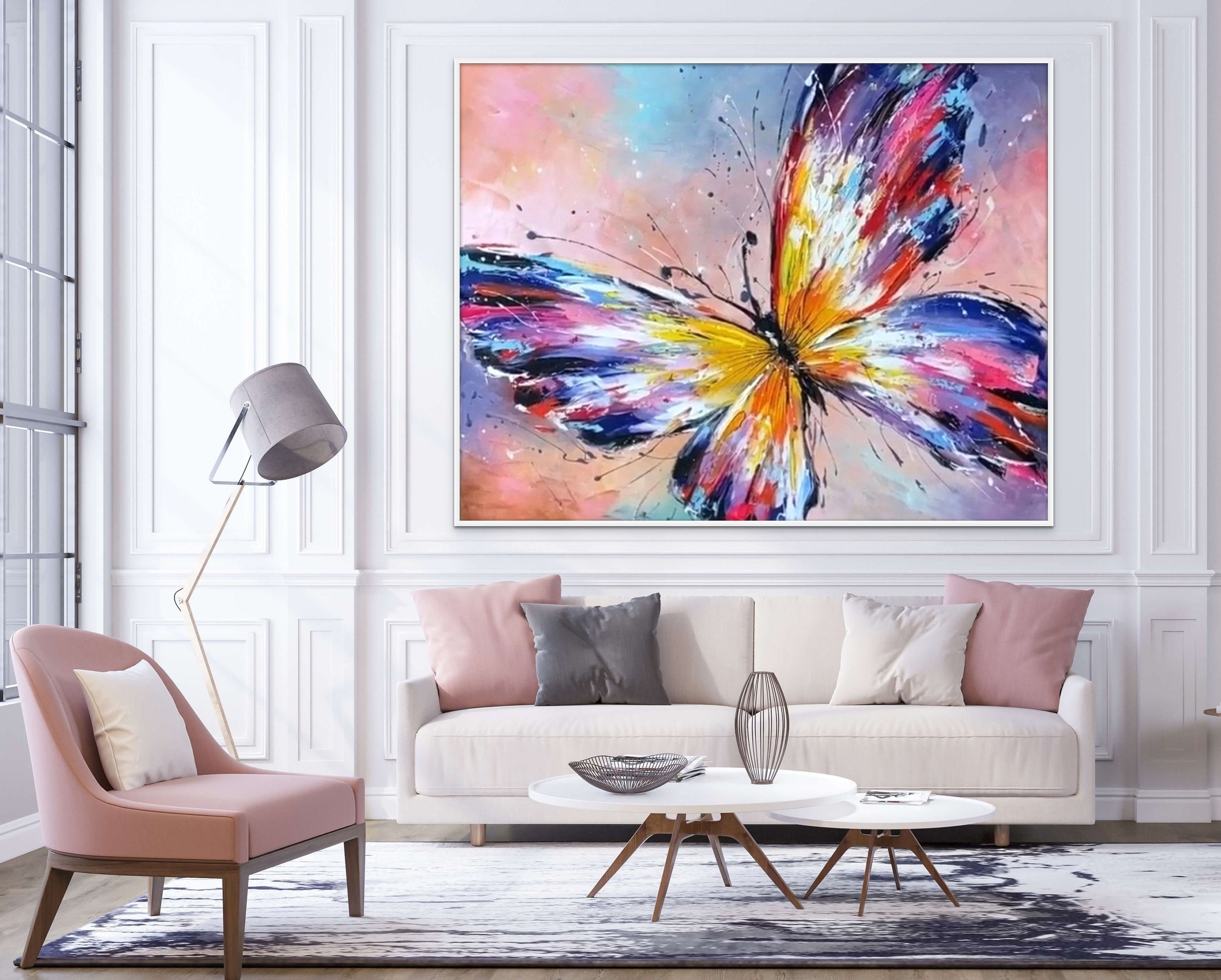 Abstract Butterfly Painting On Canvas