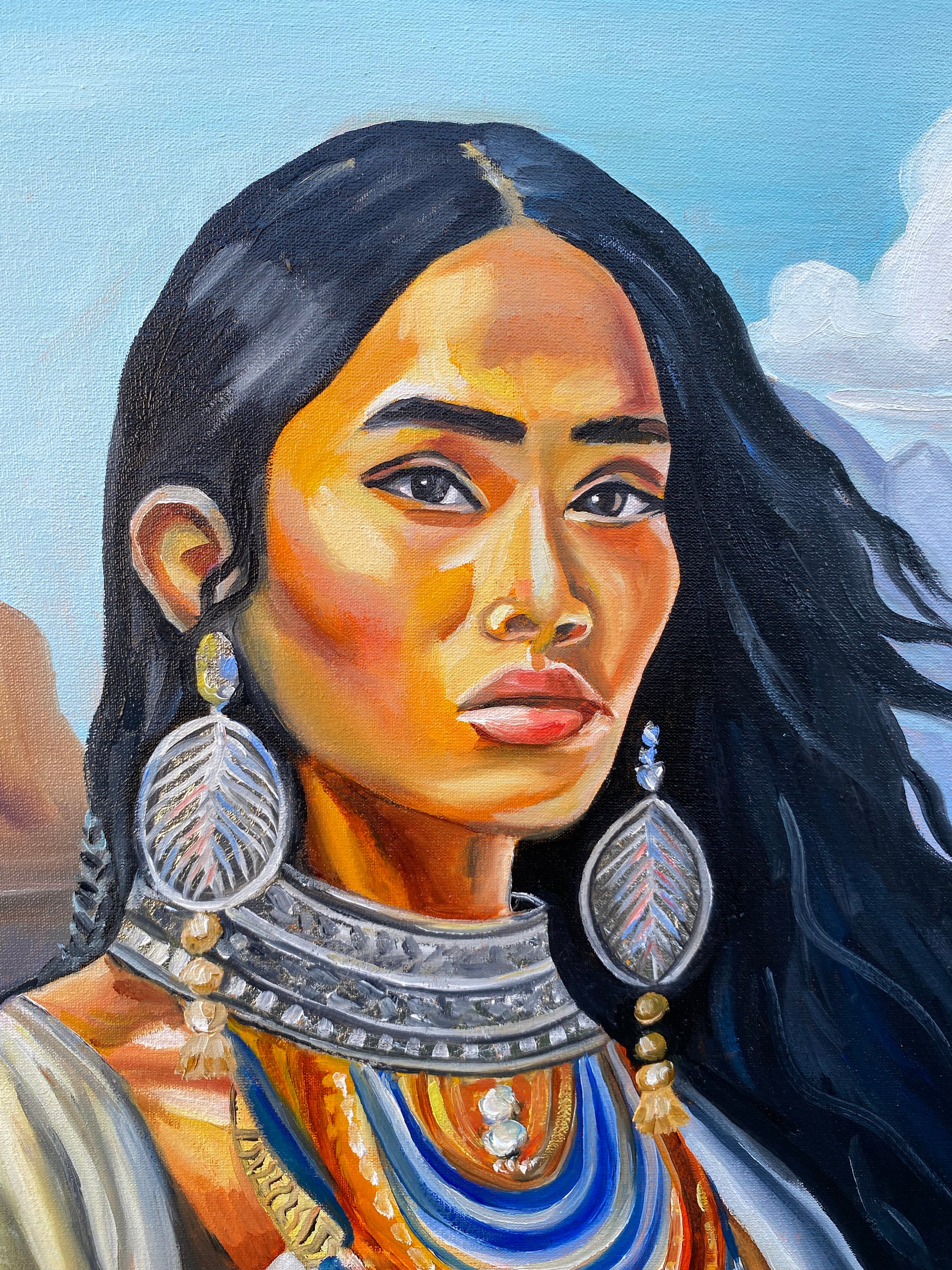 Indigenous Woman Oil Painting Original Beautiful Native American Woman ...