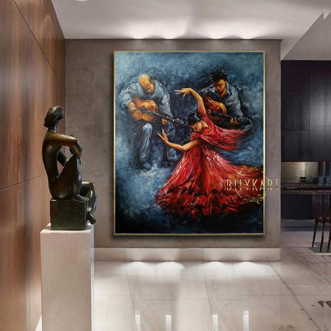 Flamenco Painting Original Woman Salsa Dancer Painting Latino Wall Art ...