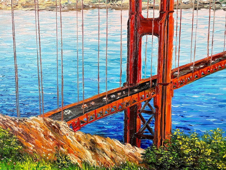 Golden Gate Bridge Original Painting, San Francisco Wall Art, SF ...