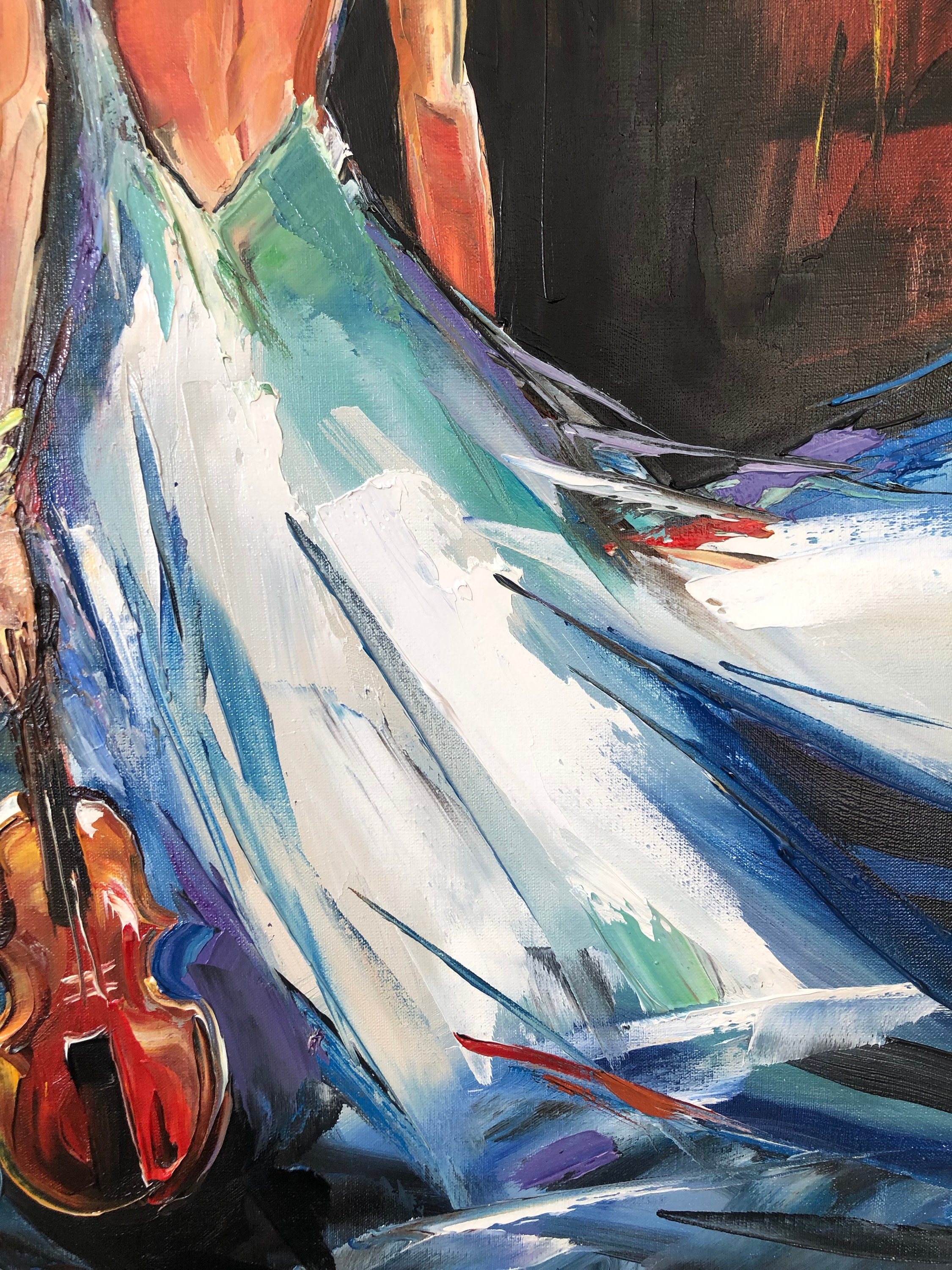 Elegant Woman Back Painting Silhouette Art With Background Violinist ...