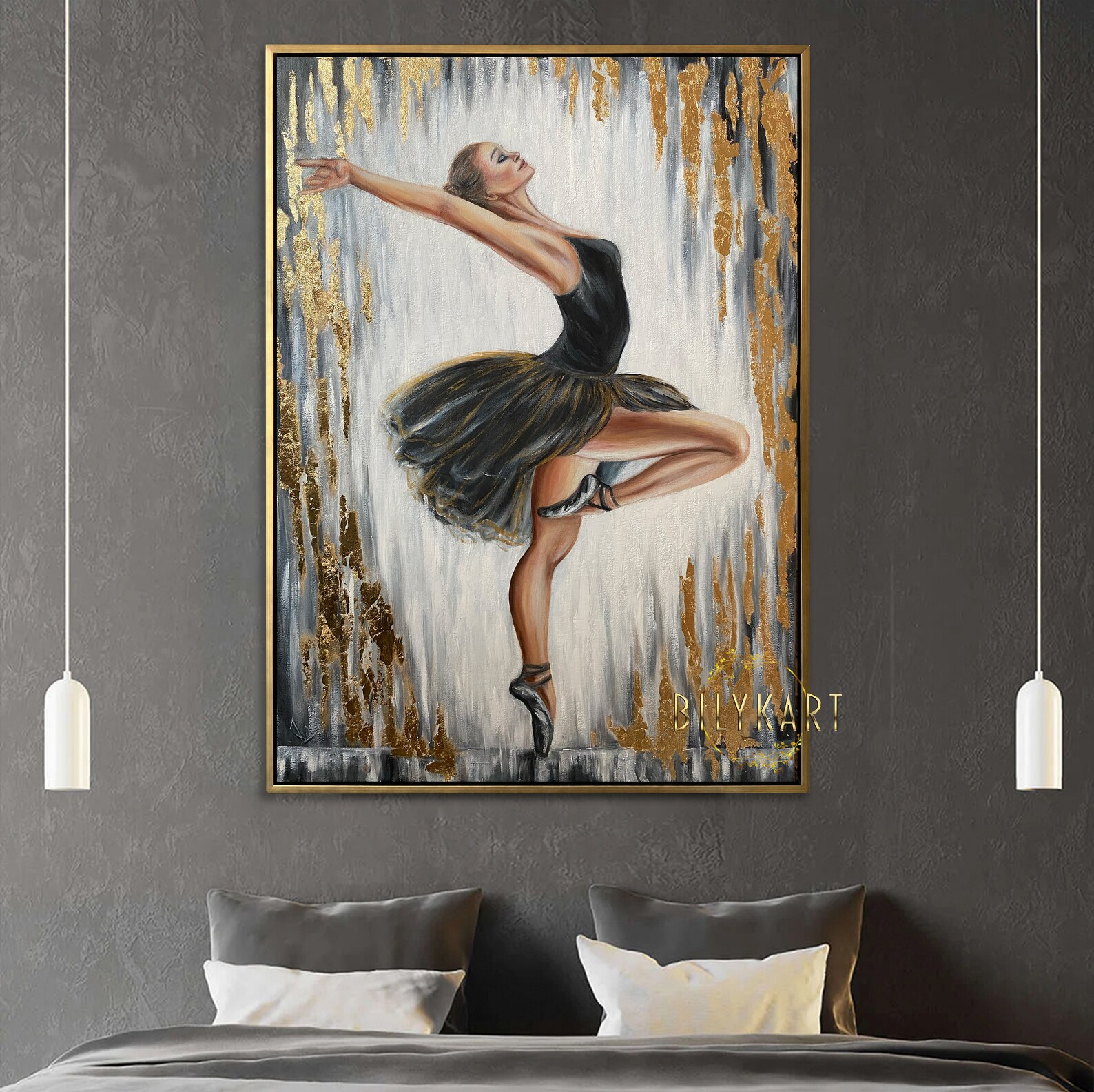 Abstract Ballerina Painting on Canvas Black and White Art Original ...