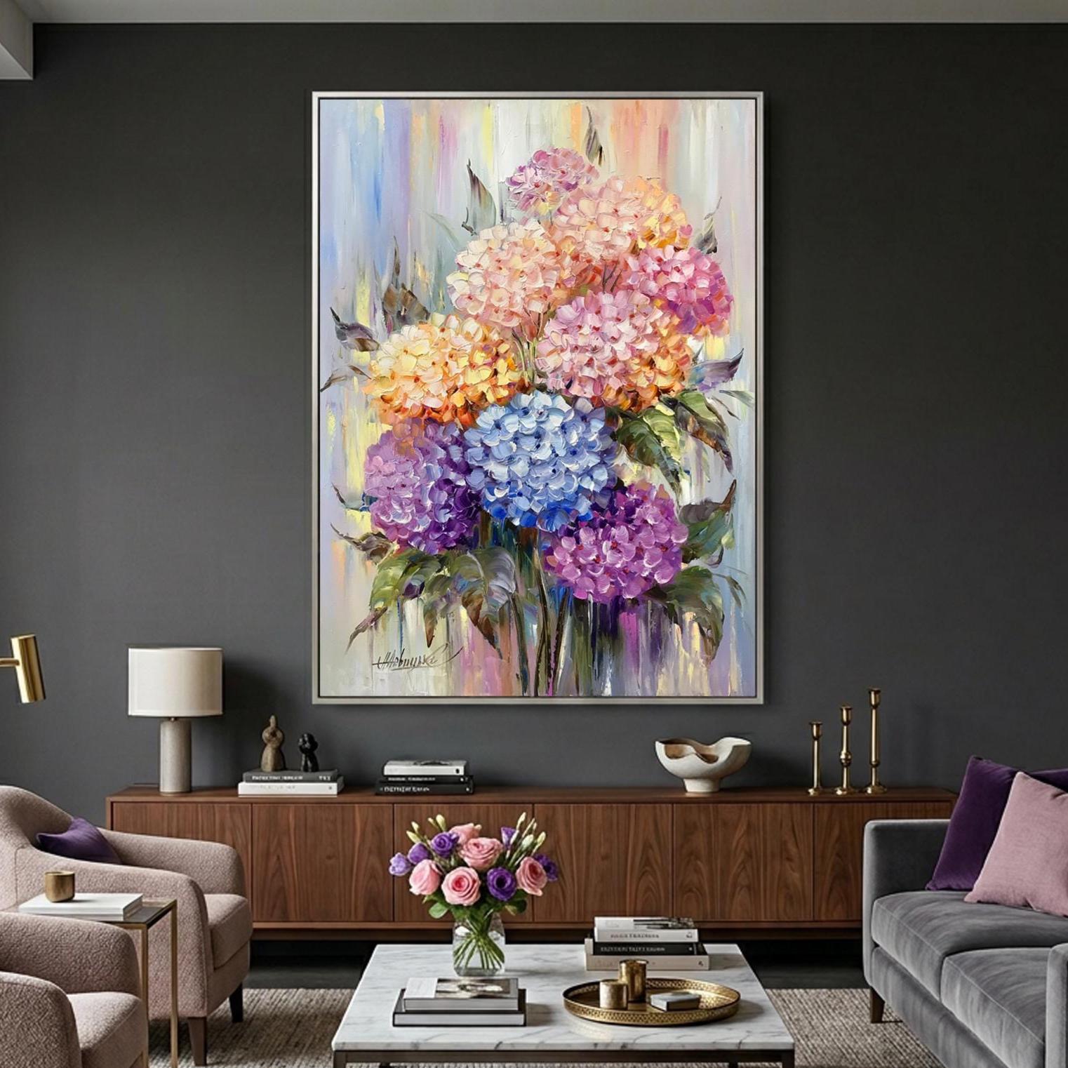 Hydrangea Painting Original Hydrangeas Painting on Canvas Flower ...