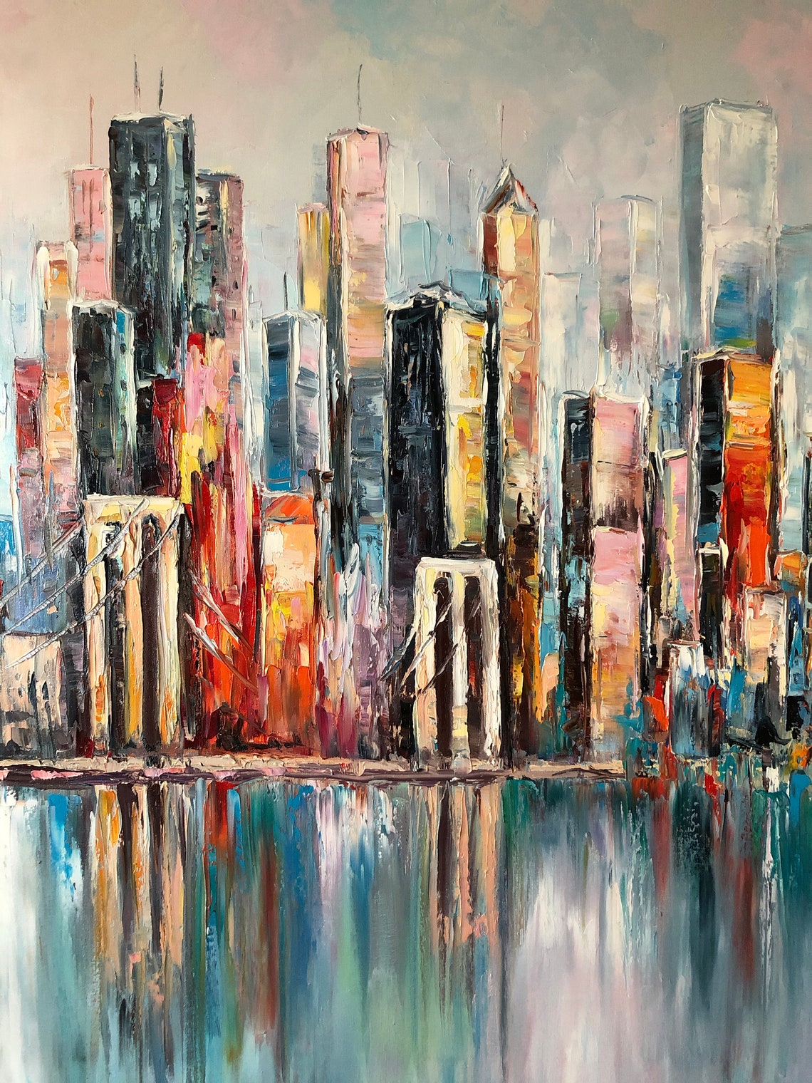 Large New York City Abstract Painting Urban Cityscape | Etsy