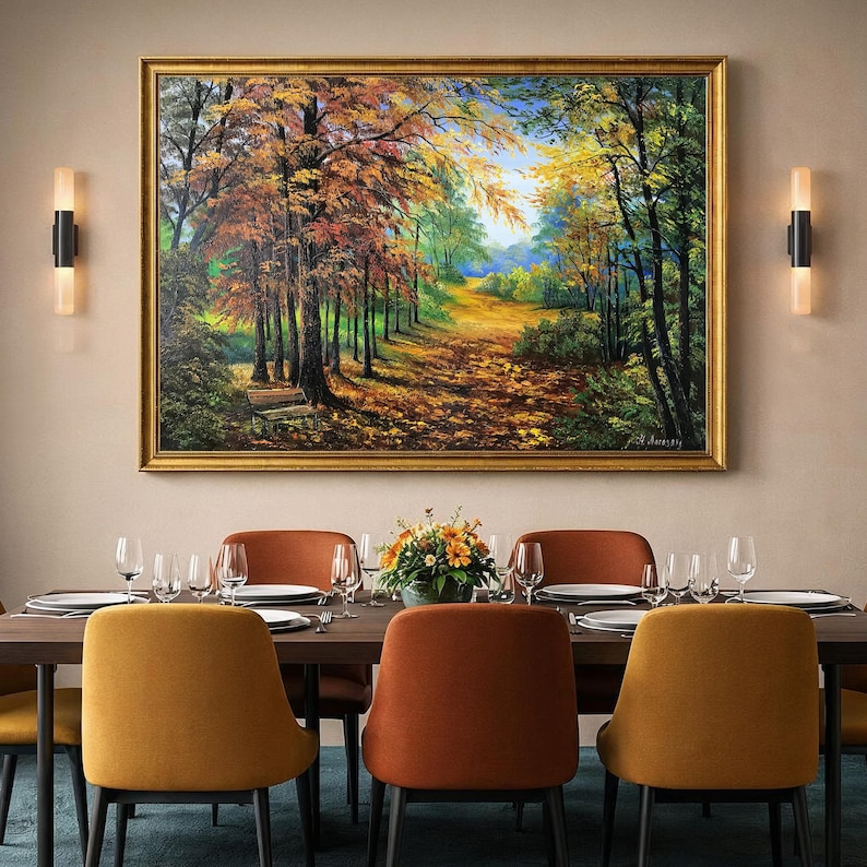 Autumn Landscape Painting Original Fall Forest Painting Handmade Autumn ...